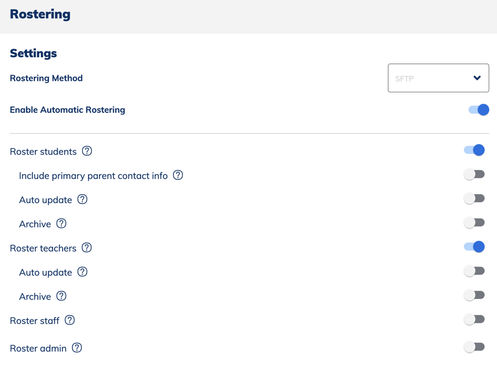 Setting up SFTP for Rostering